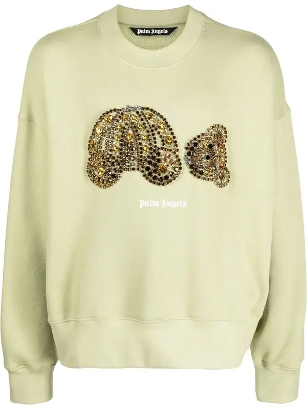 Palm Angels Rhinestone-embellished Bear Sweatshirt