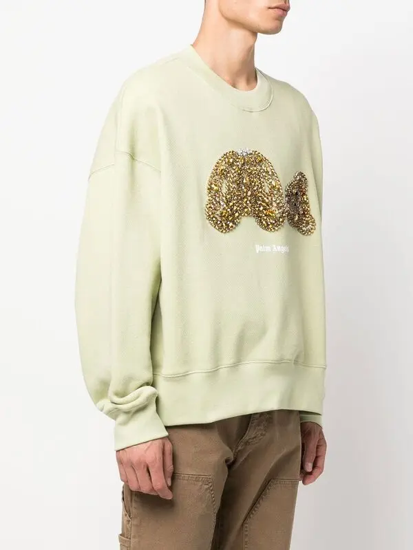 Palm Angels Rhinestone-embellished Bear Sweatshirt