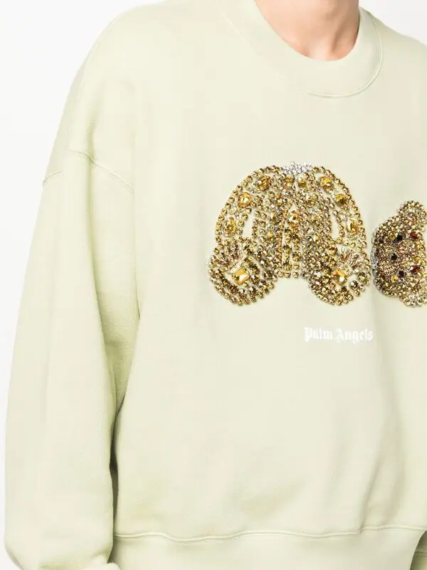 Palm Angels Rhinestone-embellished Bear Sweatshirt