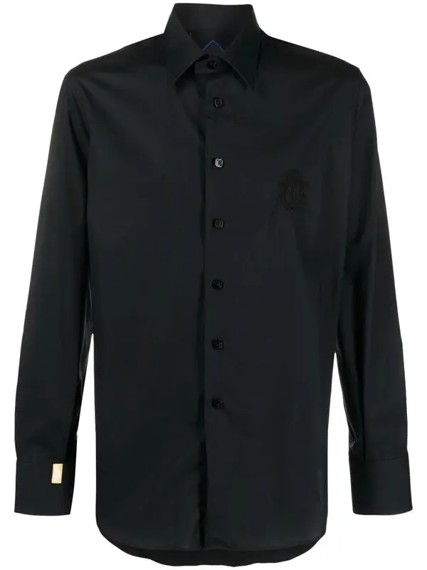 BILLIONAIRE Silver Cut Long-sleeved Shirt - Black