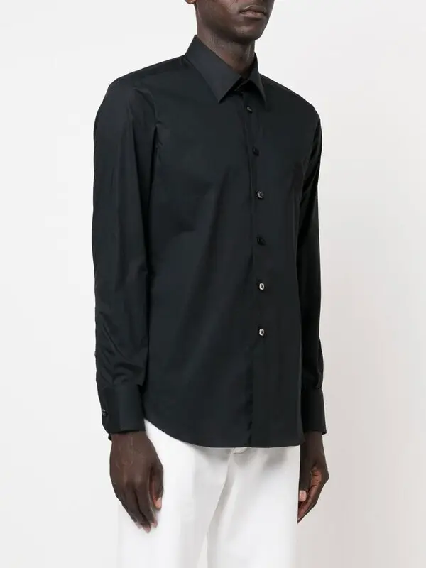 BILLIONAIRE Silver Cut Long-sleeved Shirt - Black