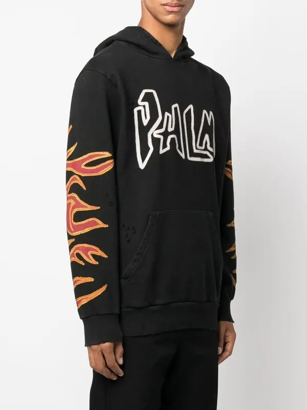 Palm Angels Flame-print Cotton Hoodie