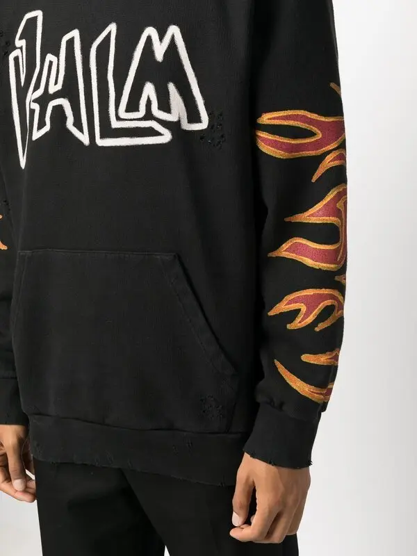 Palm Angels Flame-print Cotton Hoodie