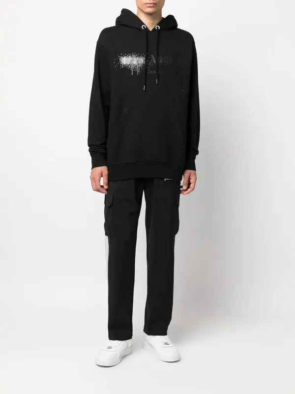 Palm Angels Rhinestone-embellished Logo Print Hoodie