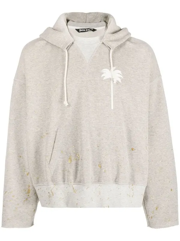 Palm Angels Paint-splatter Logo-print Hoodie
