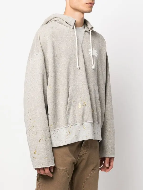 Palm Angels Paint-splatter Logo-print Hoodie