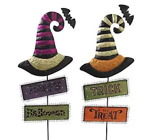 GERSON INTERNATIONAL Set Of Two 37-in Metal Witch's Hats Yard Stake Gerson Co - One-color