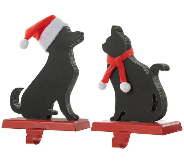 GLITZHOME Cat & Dog Christmas Stocking Holder S 2 - One-color