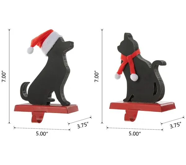 GLITZHOME Cat & Dog Christmas Stocking Holder S 2