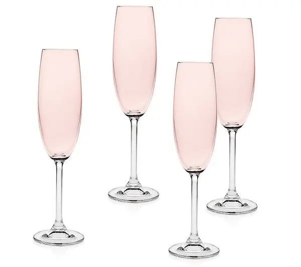 GODINGER Set Of 4 Meridian Blush Champagne Flutes - One-color