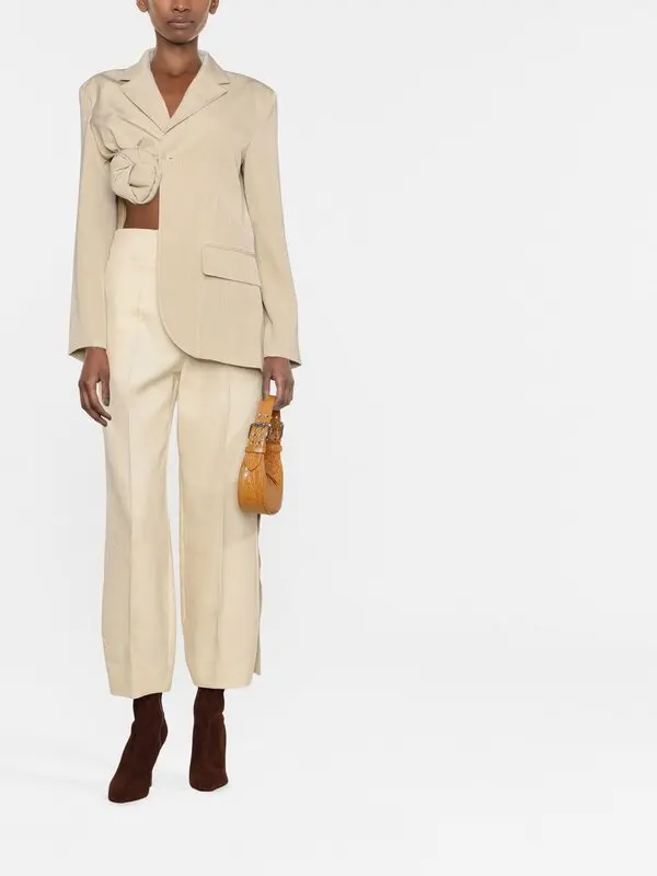 Jacquemus Baccala Asymmetric Cropped Blazer - Neutrals
