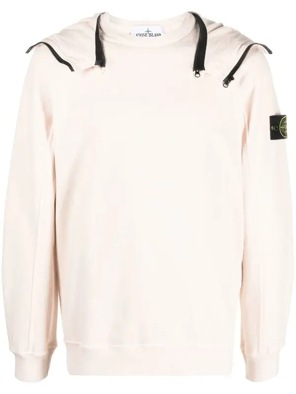 Stone Island Logo-patch Long-sleeve Hoodie - Pink