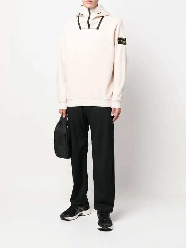 Stone Island Logo-patch Long-sleeve Hoodie - Pink