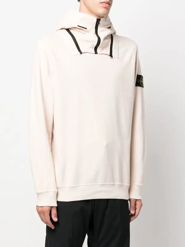 Stone Island Logo-patch Long-sleeve Hoodie - Pink