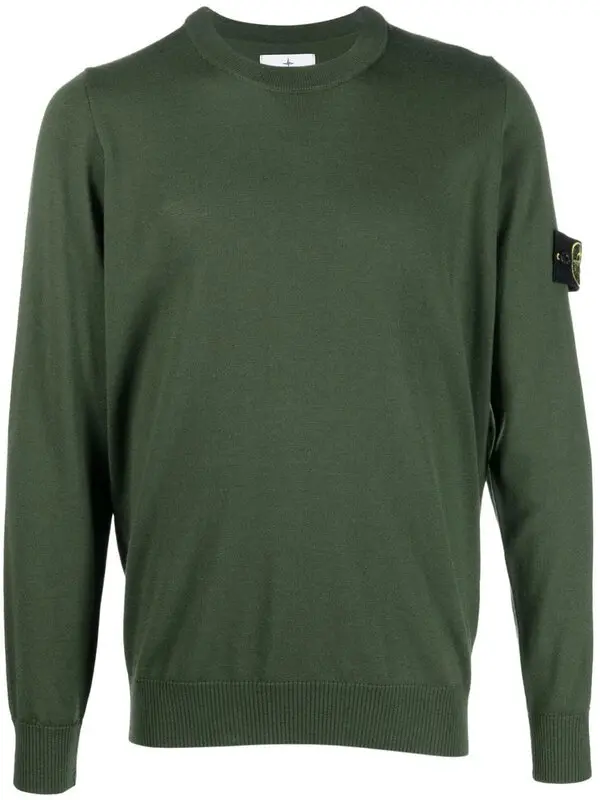 Stone Island Compass Patch Jumper - Green