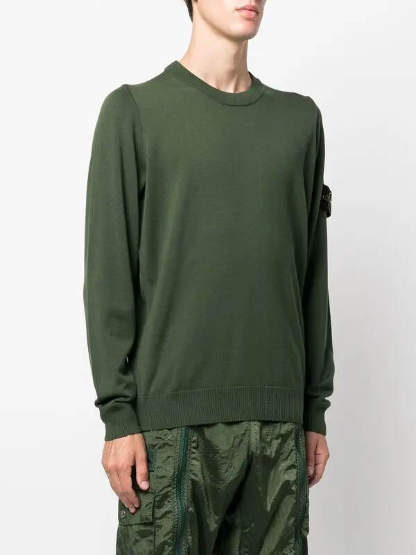 Stone Island Compass Patch Jumper - Green