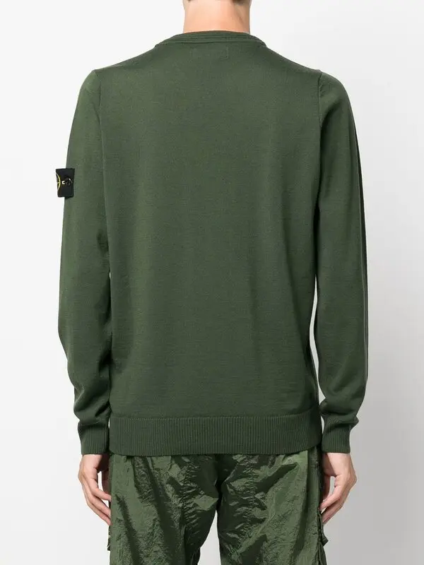 Stone Island Compass Patch Jumper - Green