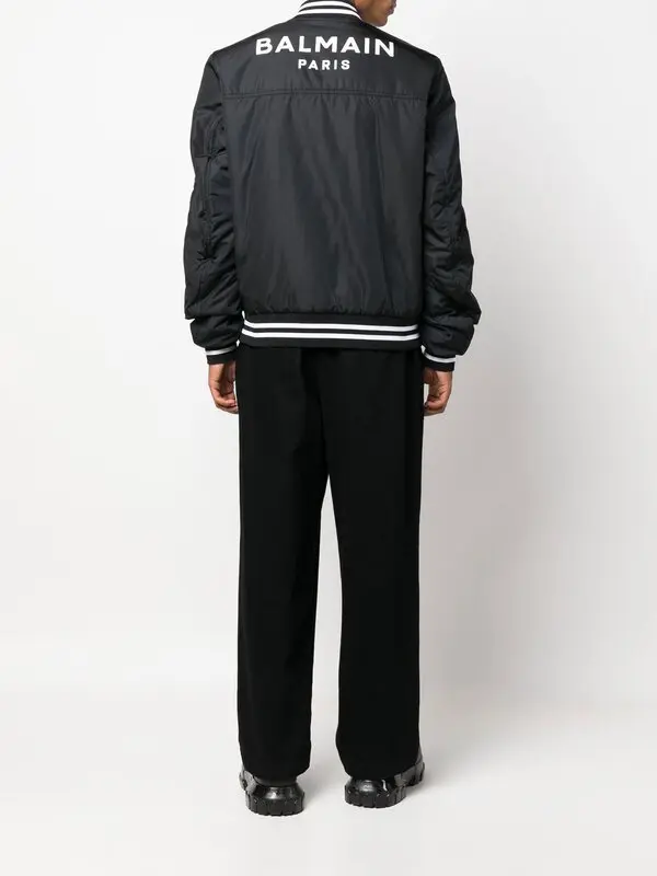 Balmain Logo-Print Bomber Jacket In Black - 41% Off | Editorialist