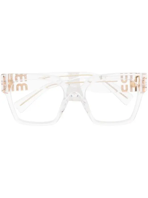 Miu Miu Logo Glasses - Neutrals