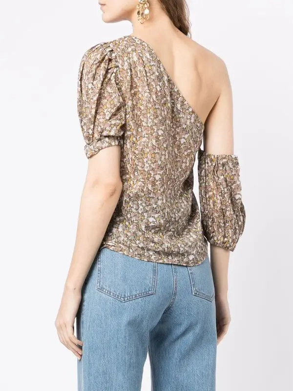 MARANT ETOILE Asymmetric Floral-print Blouse - Multicolour