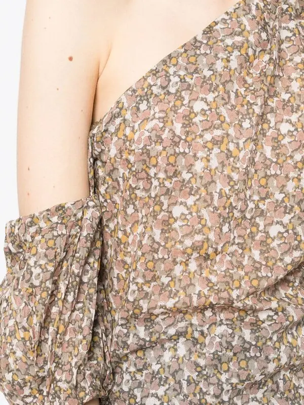 MARANT ETOILE Asymmetric Floral-print Blouse - Multicolour