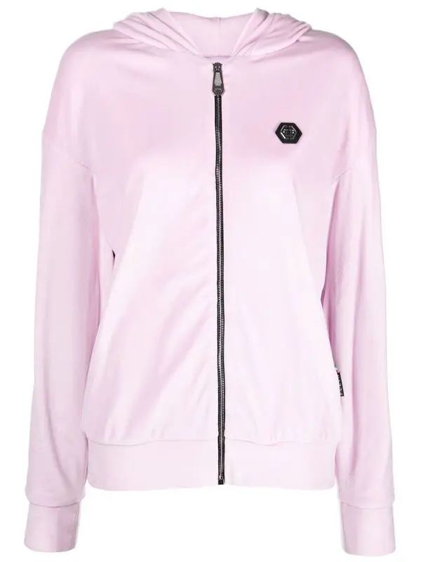 Philipp Plein Logo Patch Zip Hoodie
