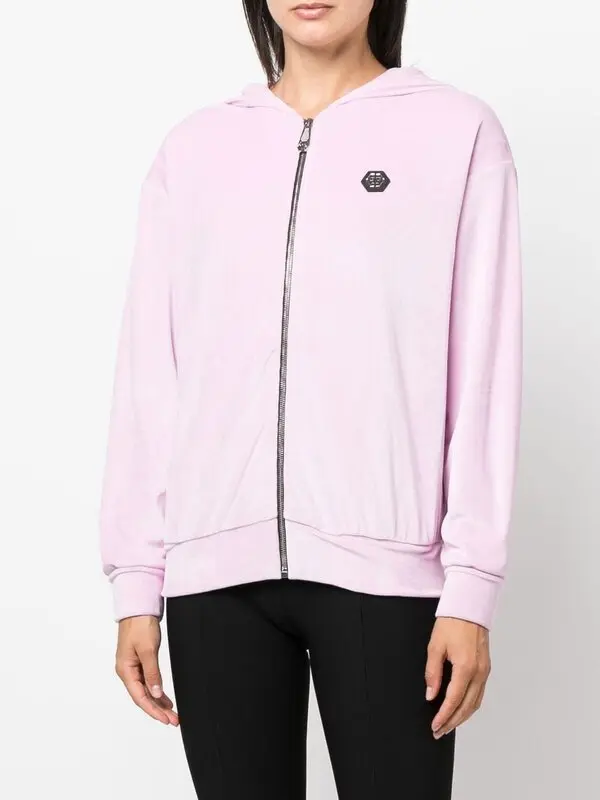 Philipp Plein Logo Patch Zip Hoodie