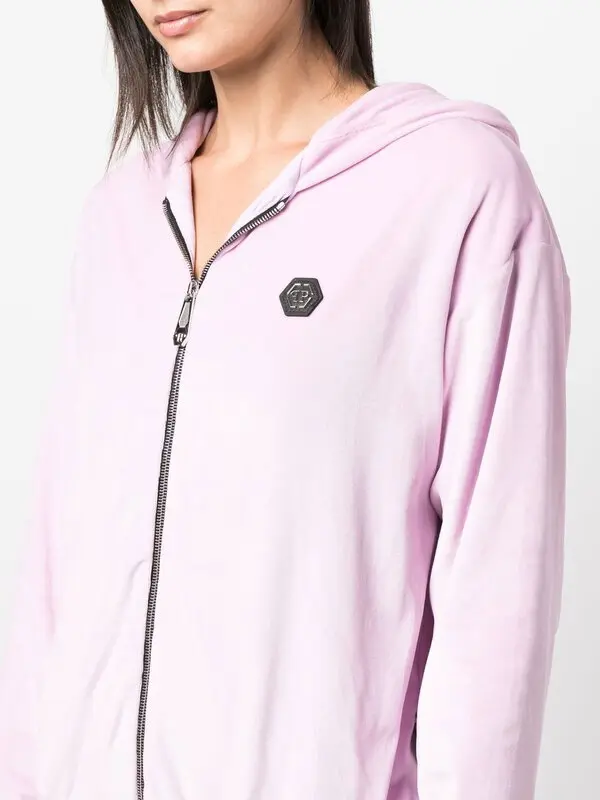 Philipp Plein Logo Patch Zip Hoodie