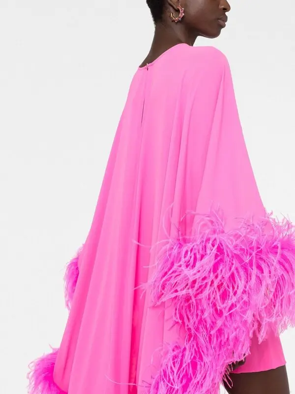 attico pink feather dress Grosgrain And Feather-trimmed Tulle Midi Shirt Dress