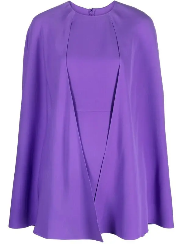 Valentino Garavani Cape-style Silk Dress - Purple