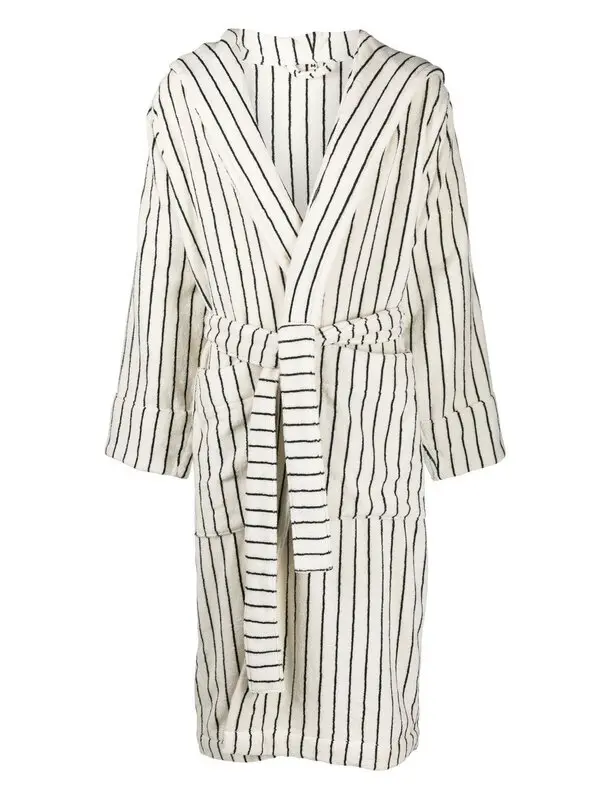TEKLA Striped Hooded Bathrobe