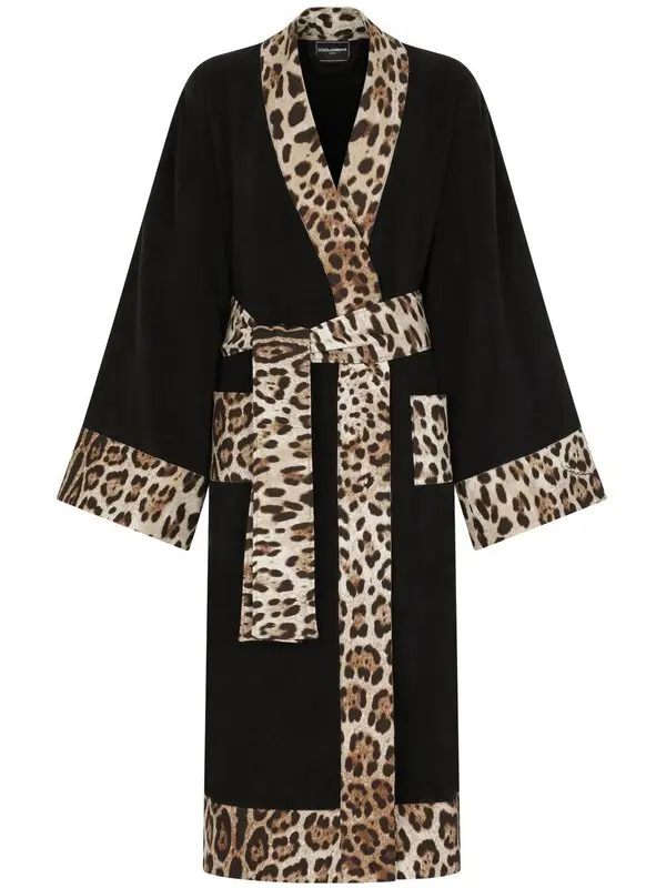 Dolce & Gabbana Cotton Terry Bath Robe - Black