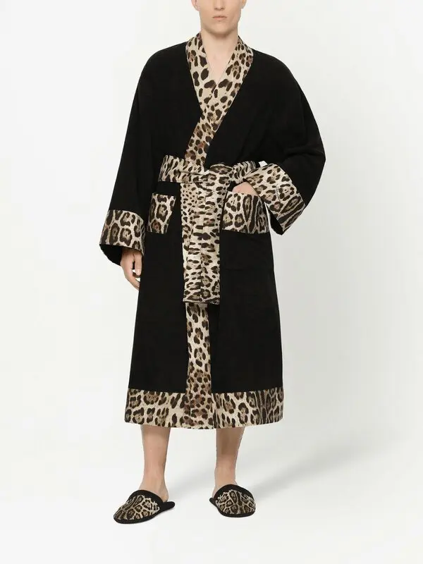 Dolce & Gabbana Cotton Terry Bath Robe - Black