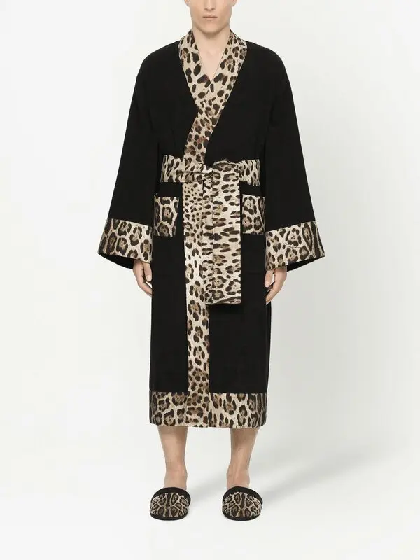 Dolce & Gabbana Cotton Terry Bath Robe - Black