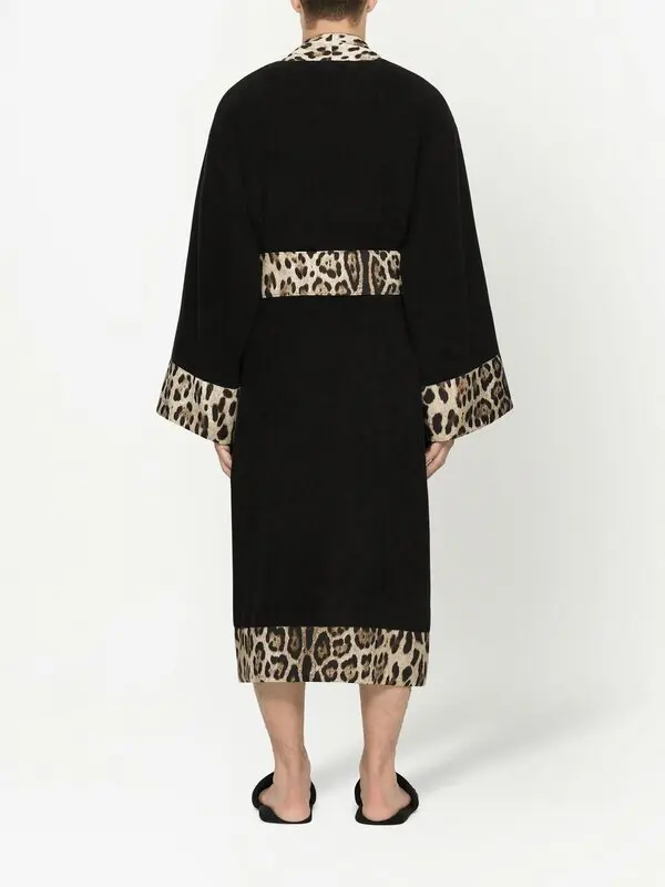 Dolce & Gabbana Cotton Terry Bath Robe - Black