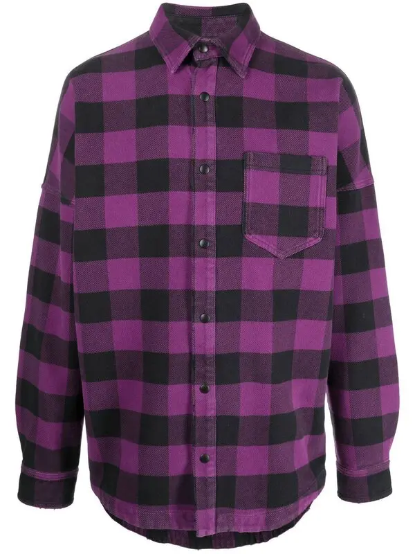 Palm Angels Logo-print Checked Shirt - Purple