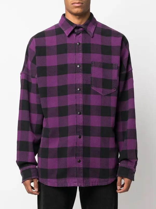 Palm Angels Logo-print Checked Shirt - Purple
