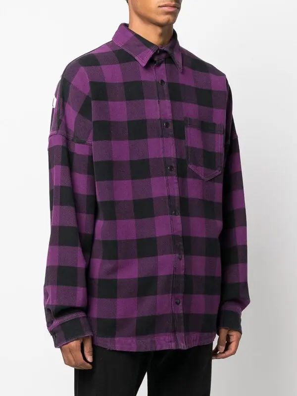 Palm Angels Logo-print Checked Shirt - Purple