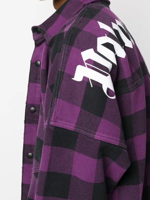 Palm Angels Logo-print Checked Shirt - Purple