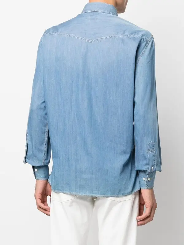 Brunello Cucinelli Long-sleeved Denim Shirt - Blue