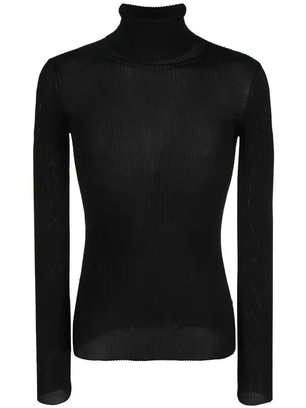 Off-White Helvet Fine-knit Ribbed Jumper - Black