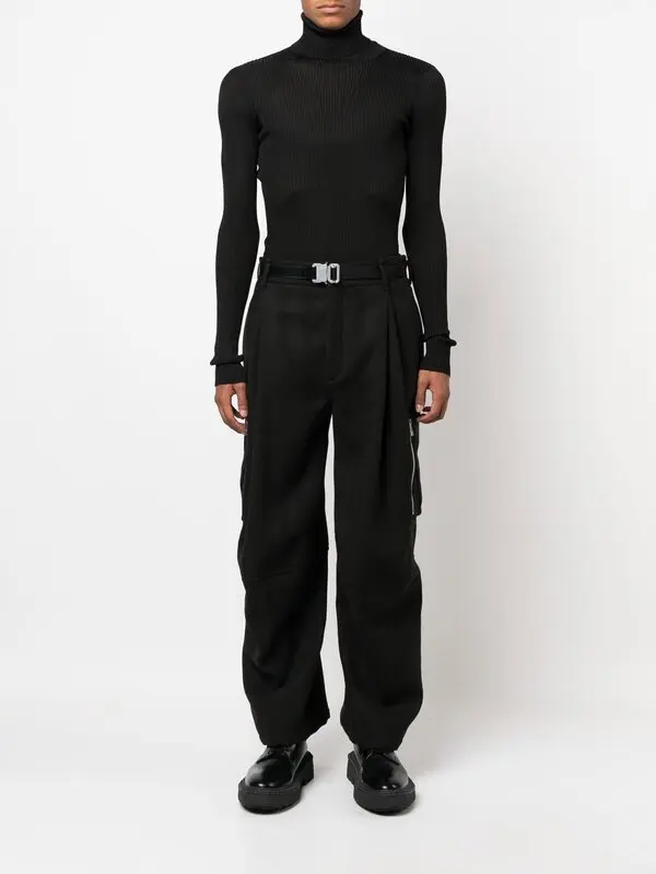 Off-White Helvet Fine-knit Ribbed Jumper - Black