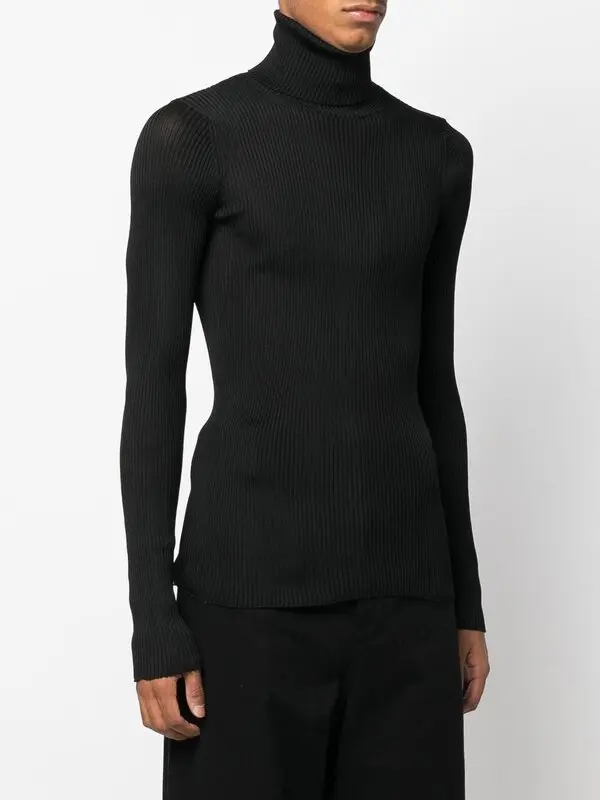 Off-White Helvet Fine-knit Ribbed Jumper - Black