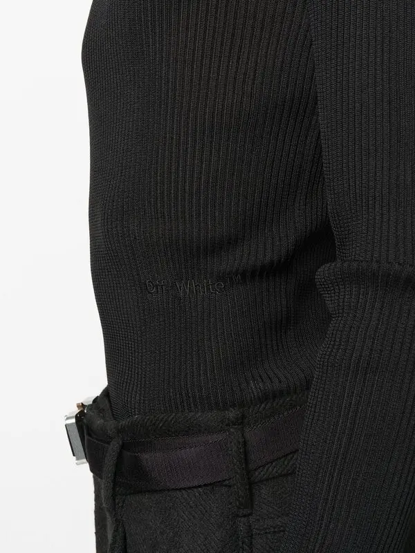Off-White Helvet Fine-knit Ribbed Jumper - Black