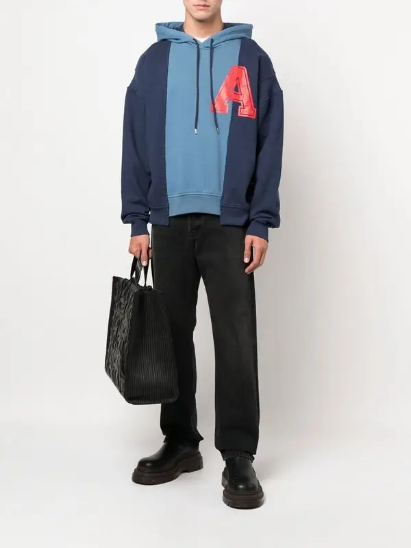 AMBUSH Panelled Logo-print Hoodie - Blue