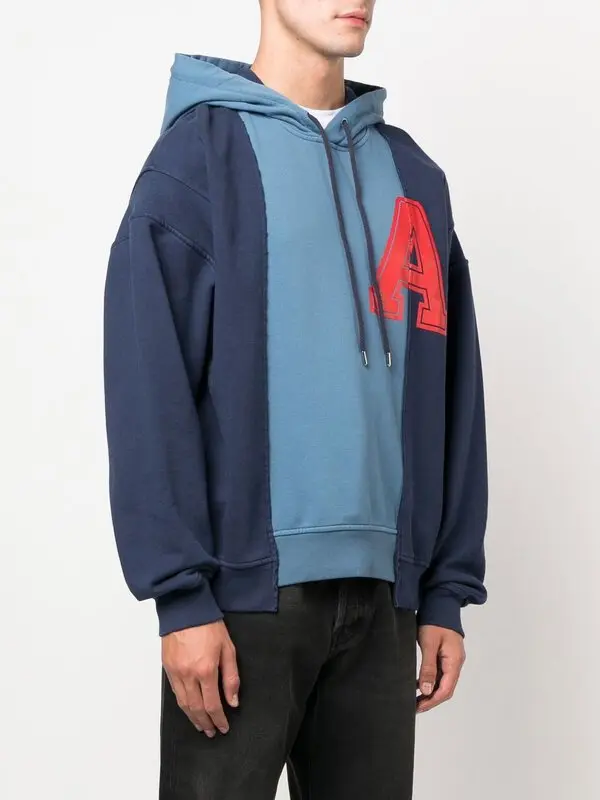 AMBUSH Panelled Logo-print Hoodie - Blue