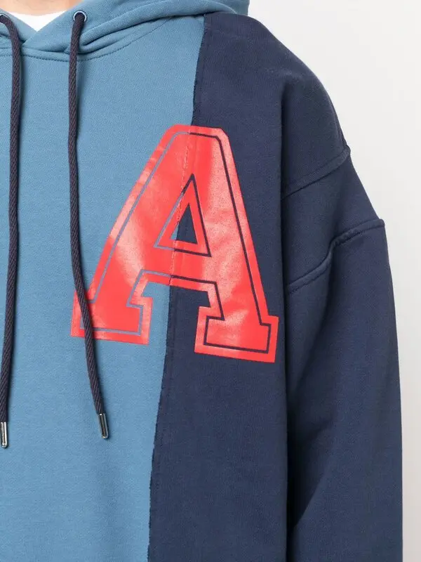 AMBUSH Panelled Logo-print Hoodie - Blue