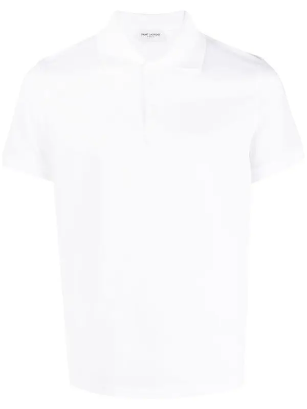 Saint Laurent Logo-embroidered Short-sleeved Polo Shirt - White