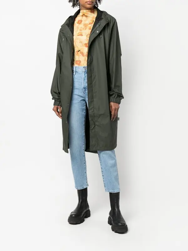 Rains Drawstring Hooded Raincoat - Green