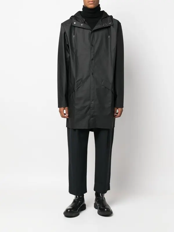 Rains Drawstring Hood Raincoat - Black